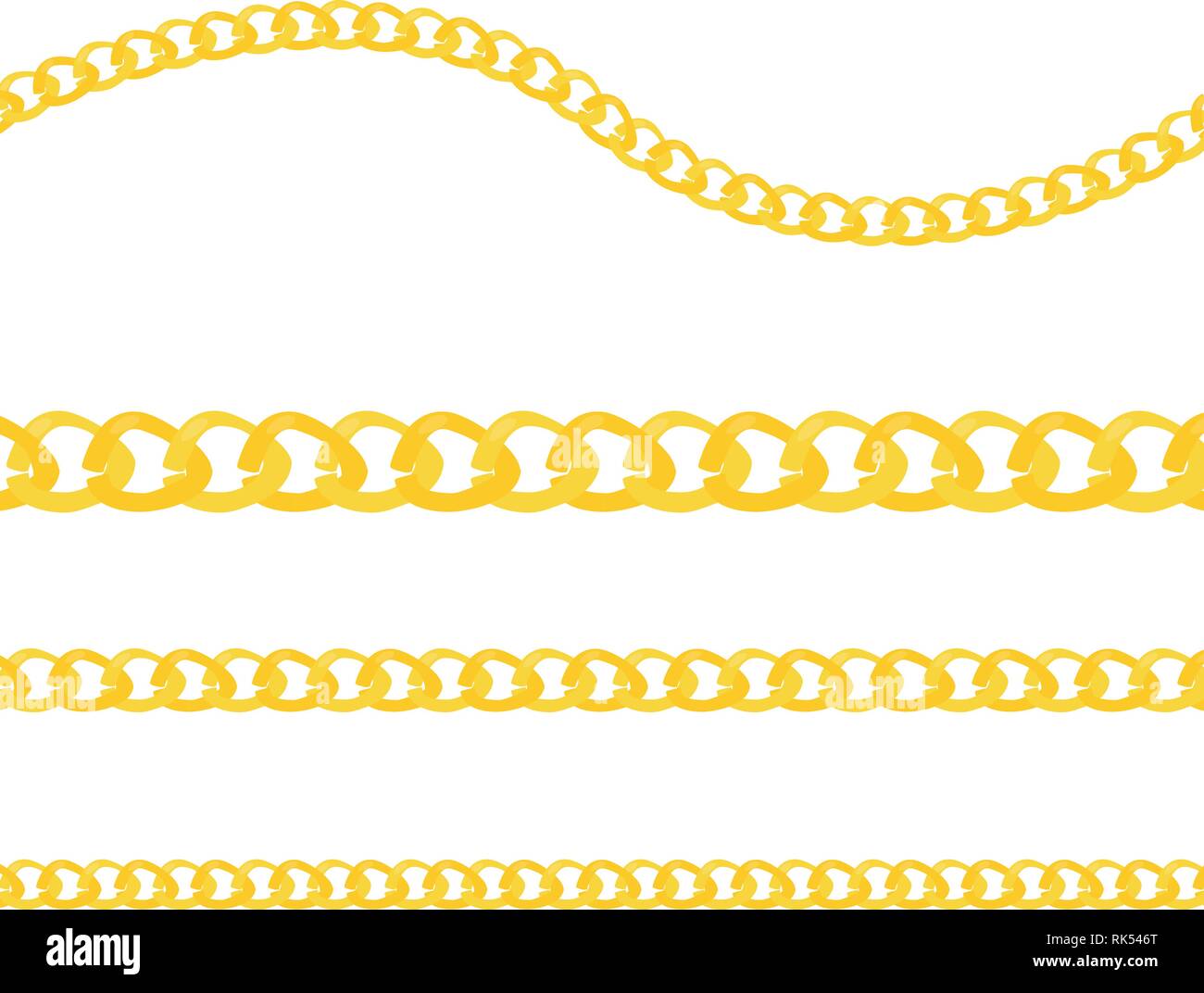 Set of realistic vector golden chains. Vector illustration of gold ...
