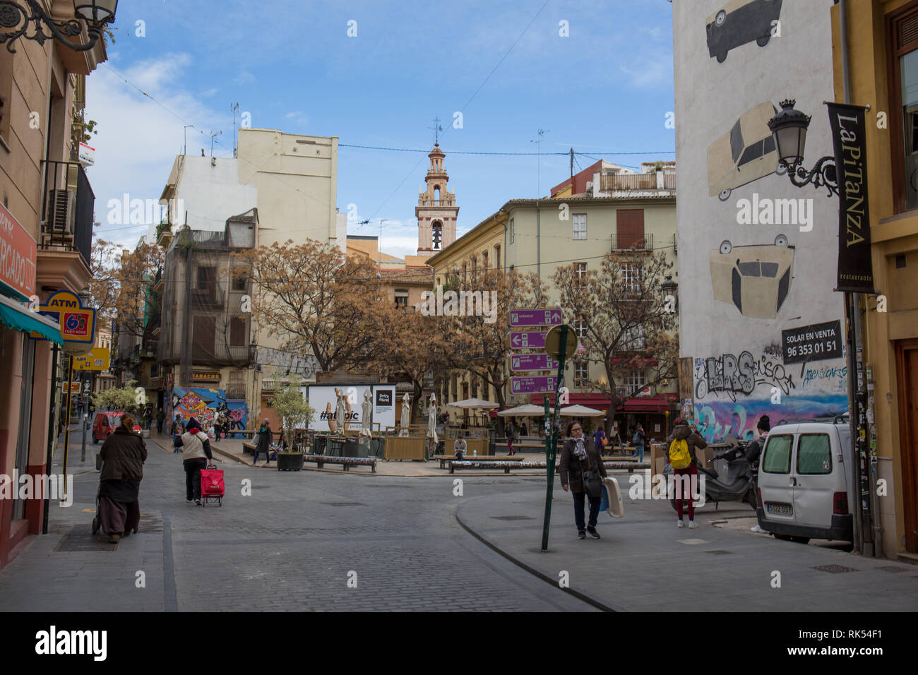 Streets in the old City center of Valencia Stock Photo - Alamy