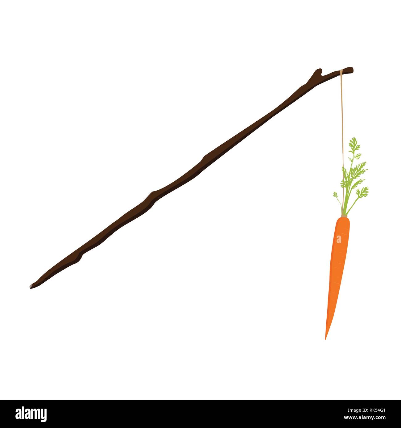 Vector illustration carrot on a stick motivation concept. Motivation ...