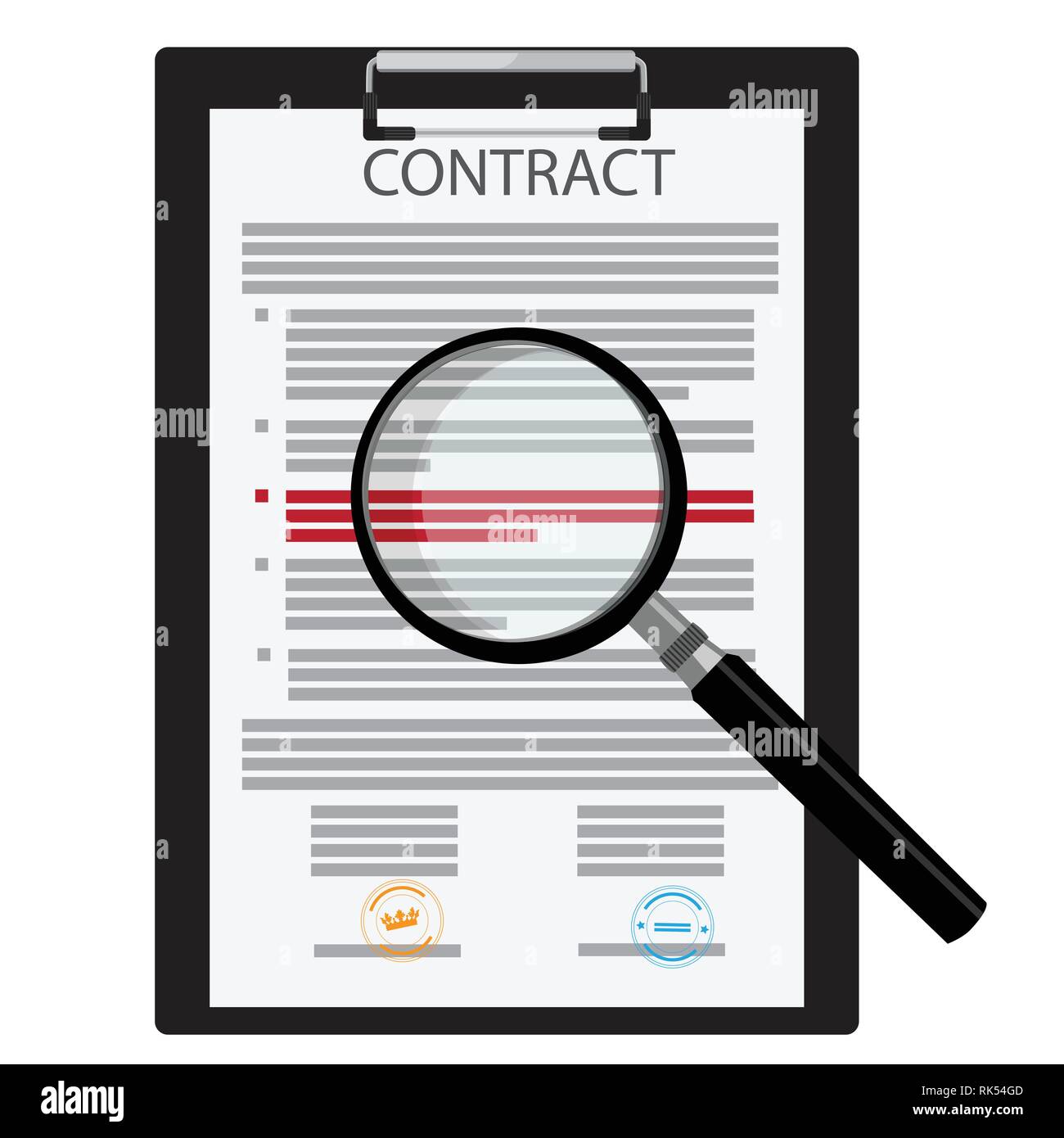 Vector illustration of signed business contract, agreement icon with ...