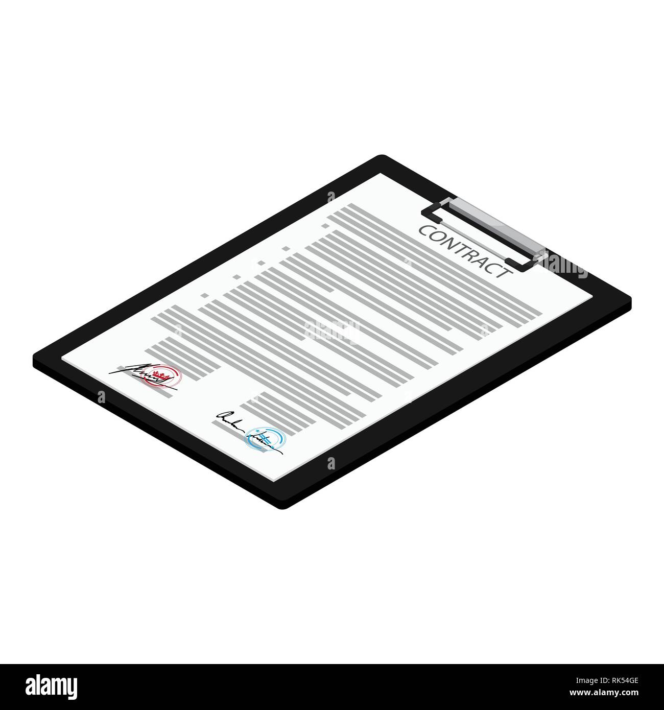 Vector illustration isometric perspective 3d signed business contract ...