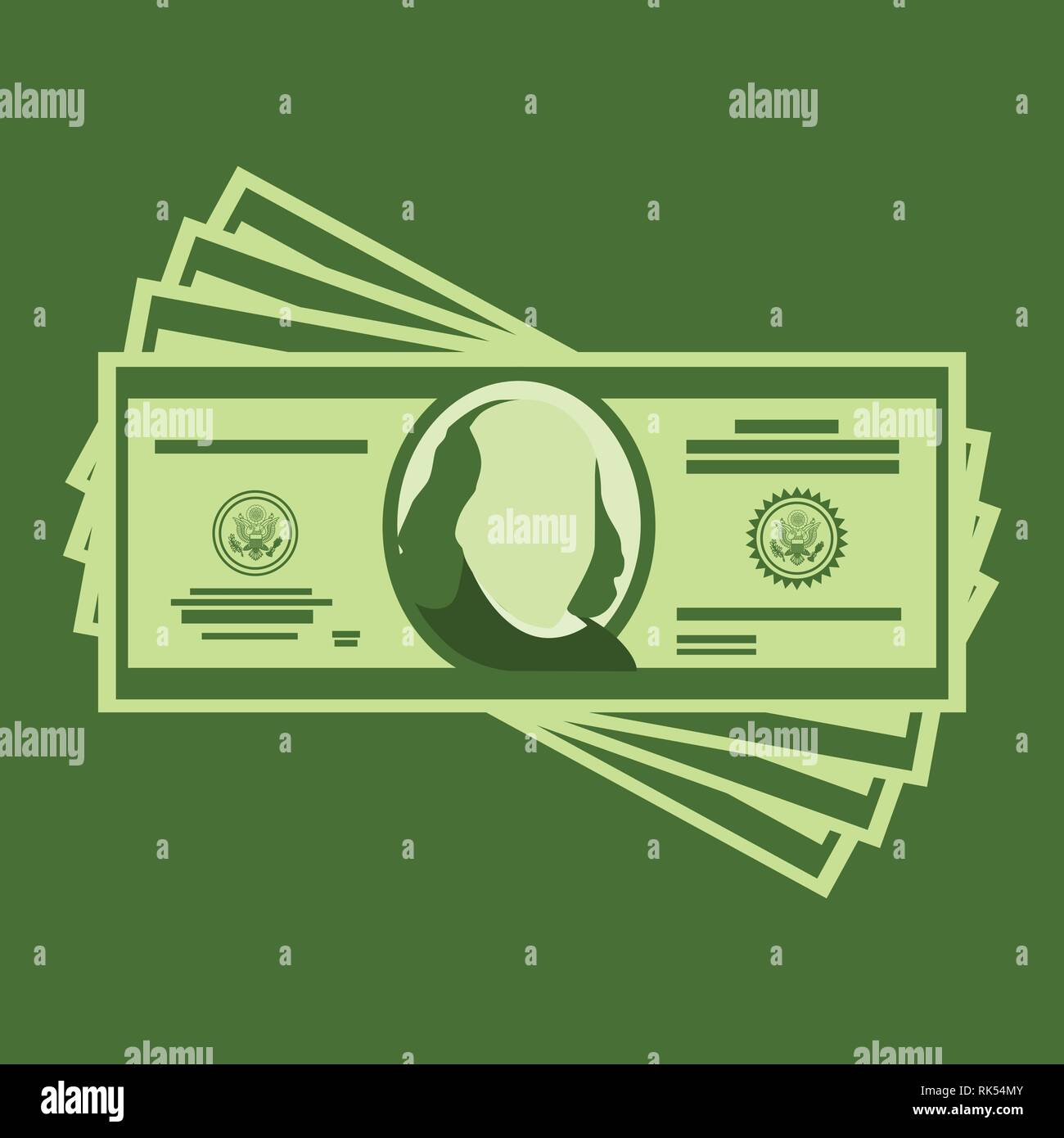 Vector illustration dollar banknotes isolated on a white background ...