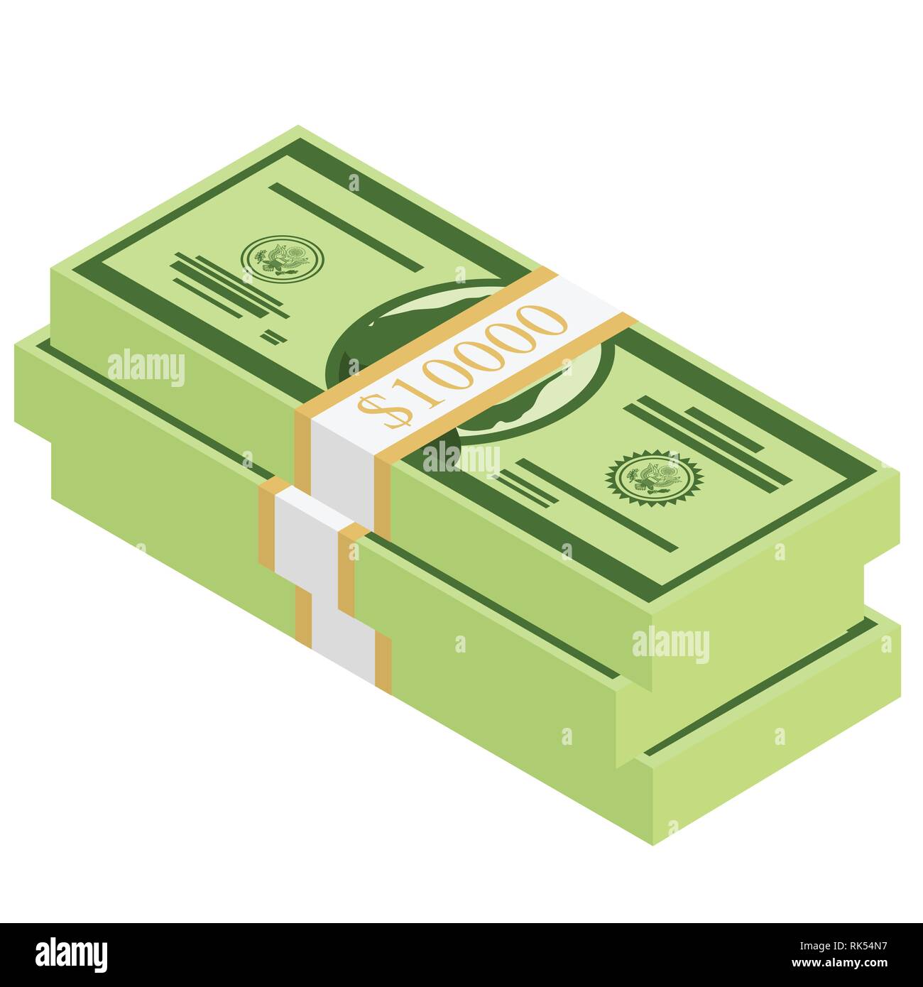 Vector packages of banknotes . Pile of cash Isometric illustration ...