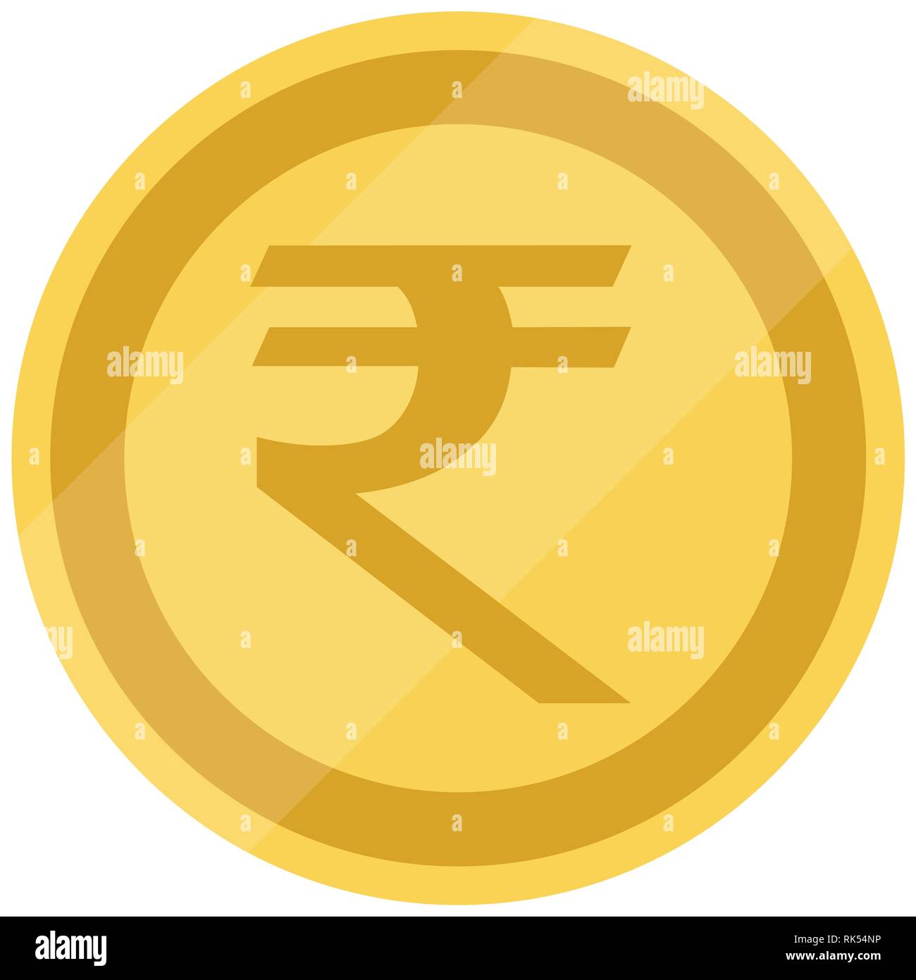 Indian Rupee golden coin icon vector symbol sign button black white INR ...