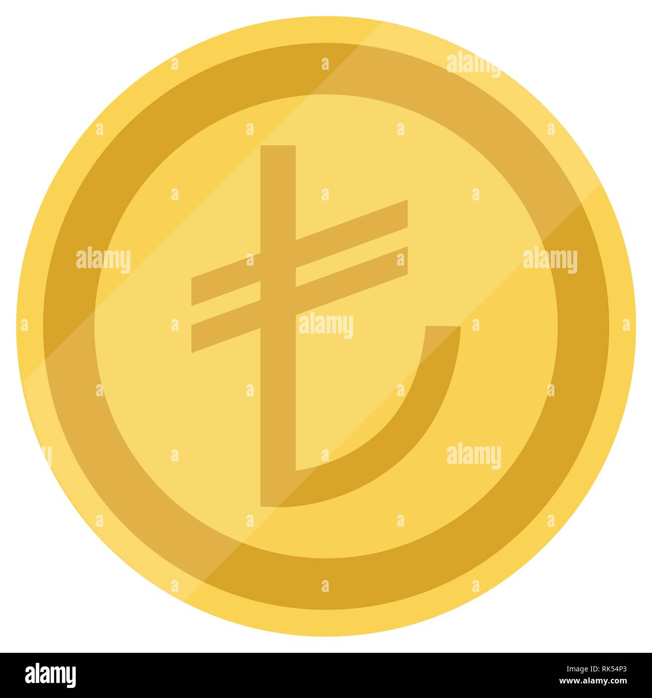 Vector icon Turkish lira curreny sign, symbol. Golden coin Turkish lira ...