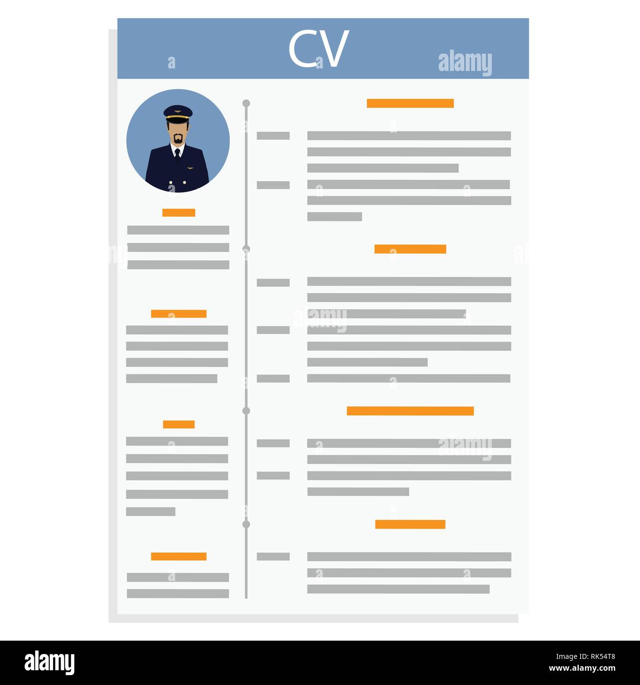 Vector illustration CV or resume design template with man photo ...