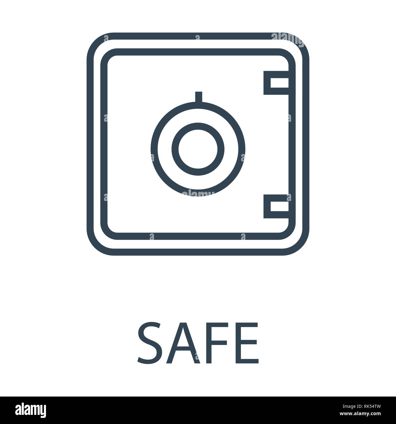 Vector illustration line, outline drawing bank safe web icon isolated ...
