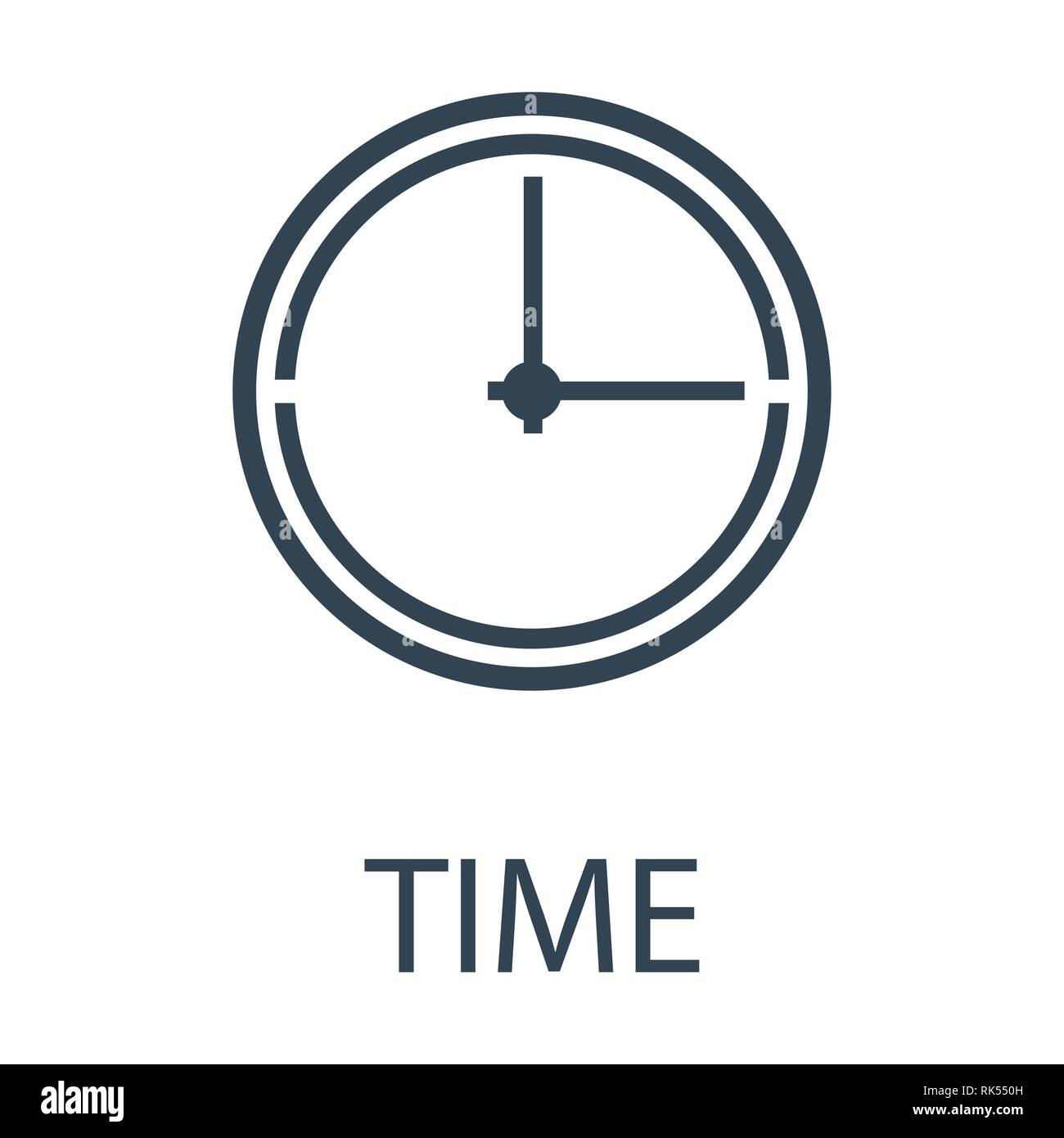 Vector illustration line, outline drawing clock, time web icon isolated ...