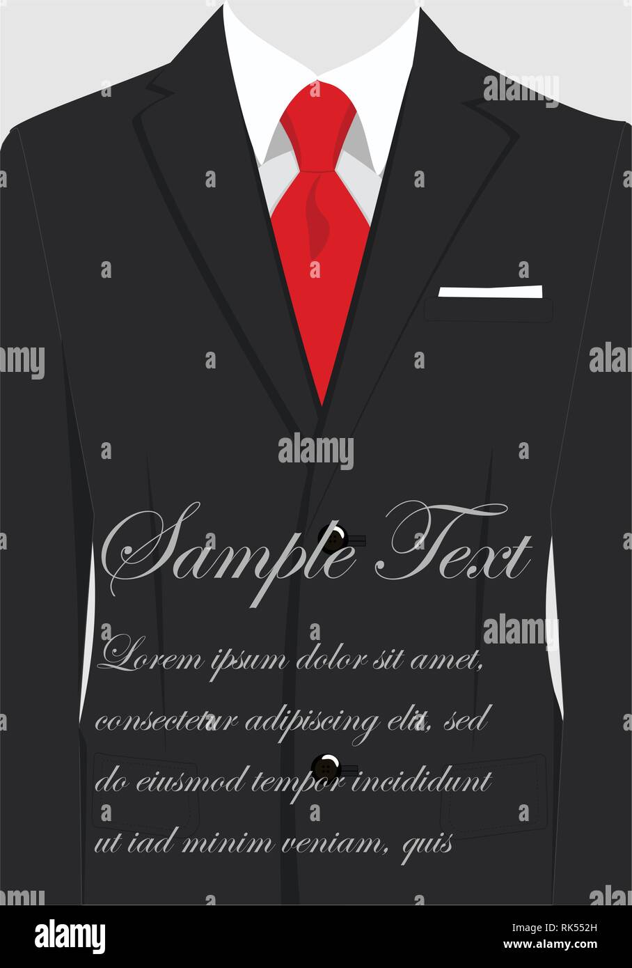 Vector illustration of business card template with suit and tuxedo and ...