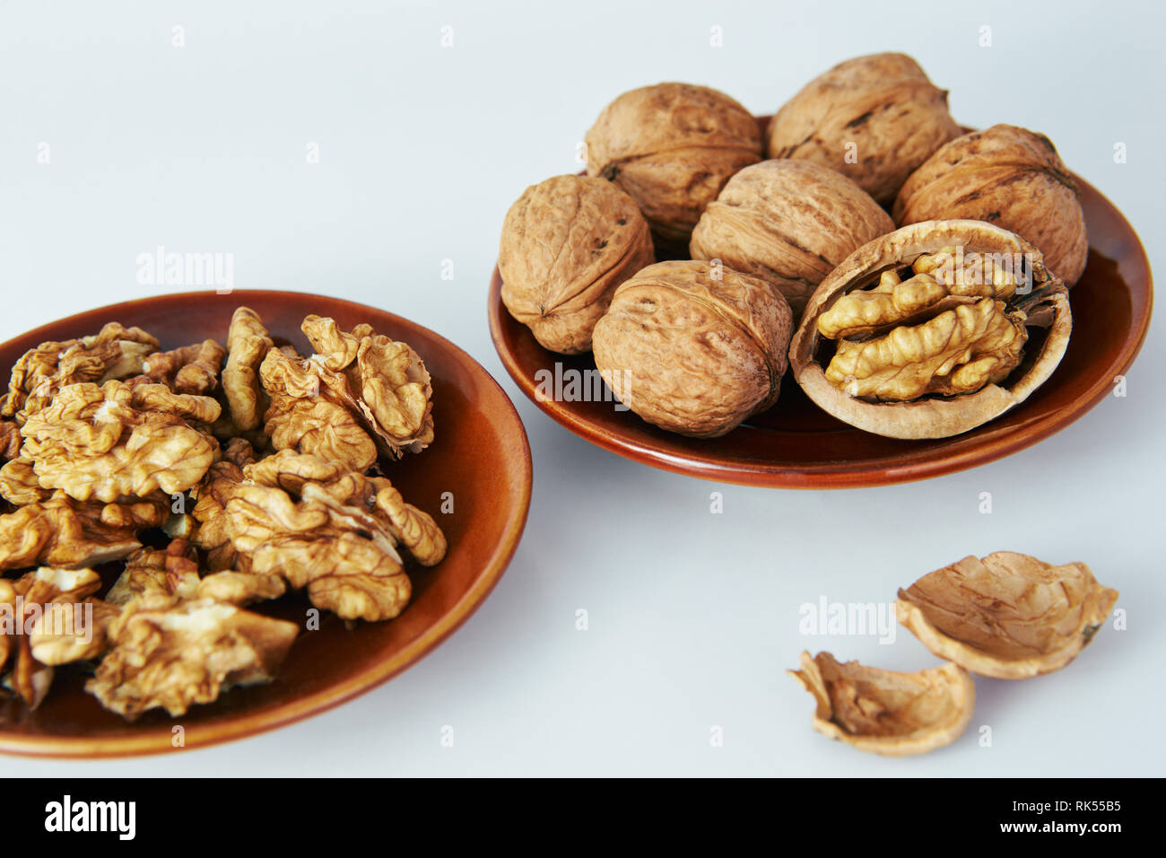 Greek nuts on a white background, lying in a beautiful plate Stock ...