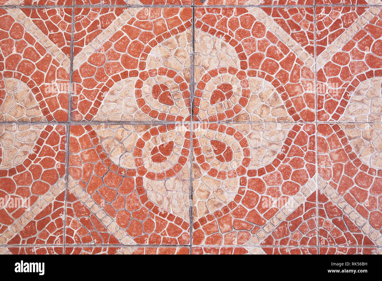 Red squared paving tiles isolated, top view. Sidewalk pavement pattern ...
