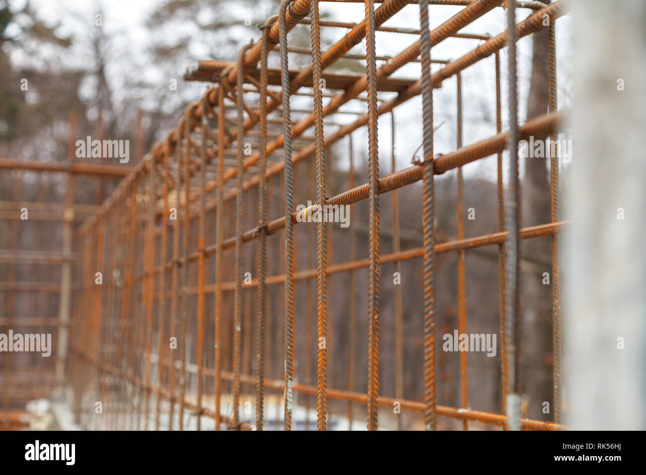 Construction of a new building, installation of metal structures in the ...