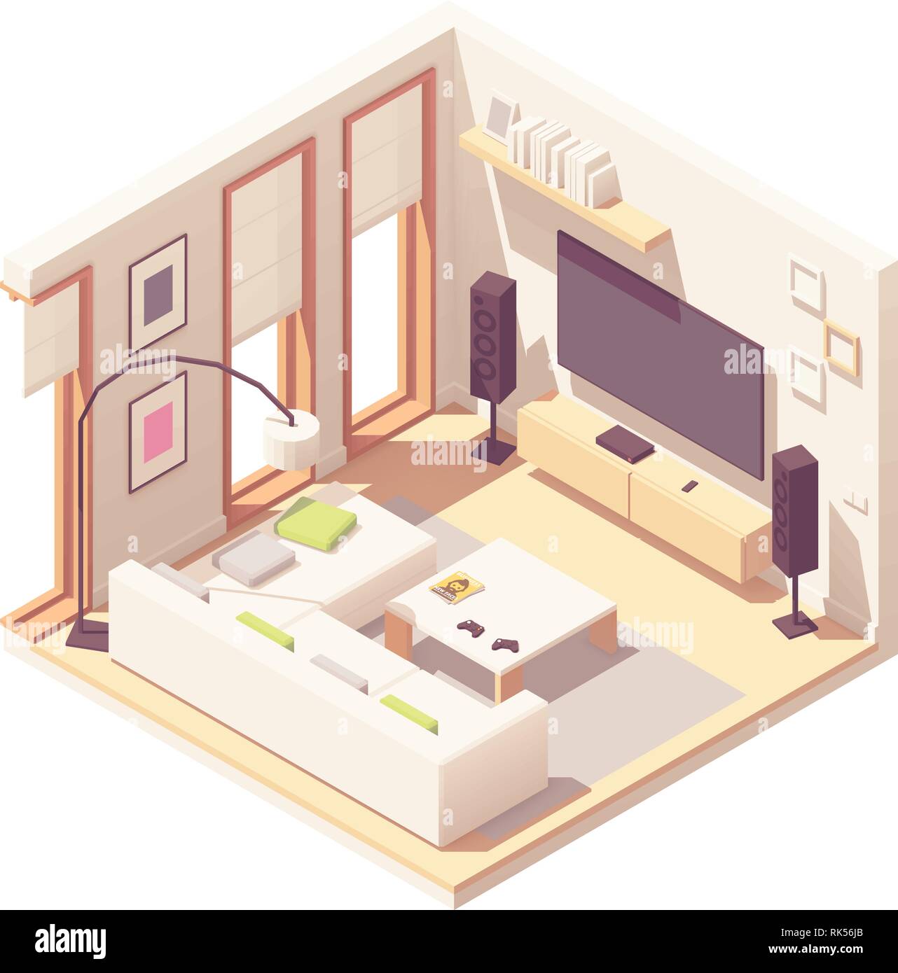 Vector isometric living room Stock Vector Image & Art - Alamy