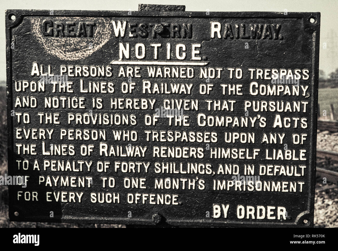 Original Great Western Tailway Trespass Warning Sign Stock Photo - Alamy