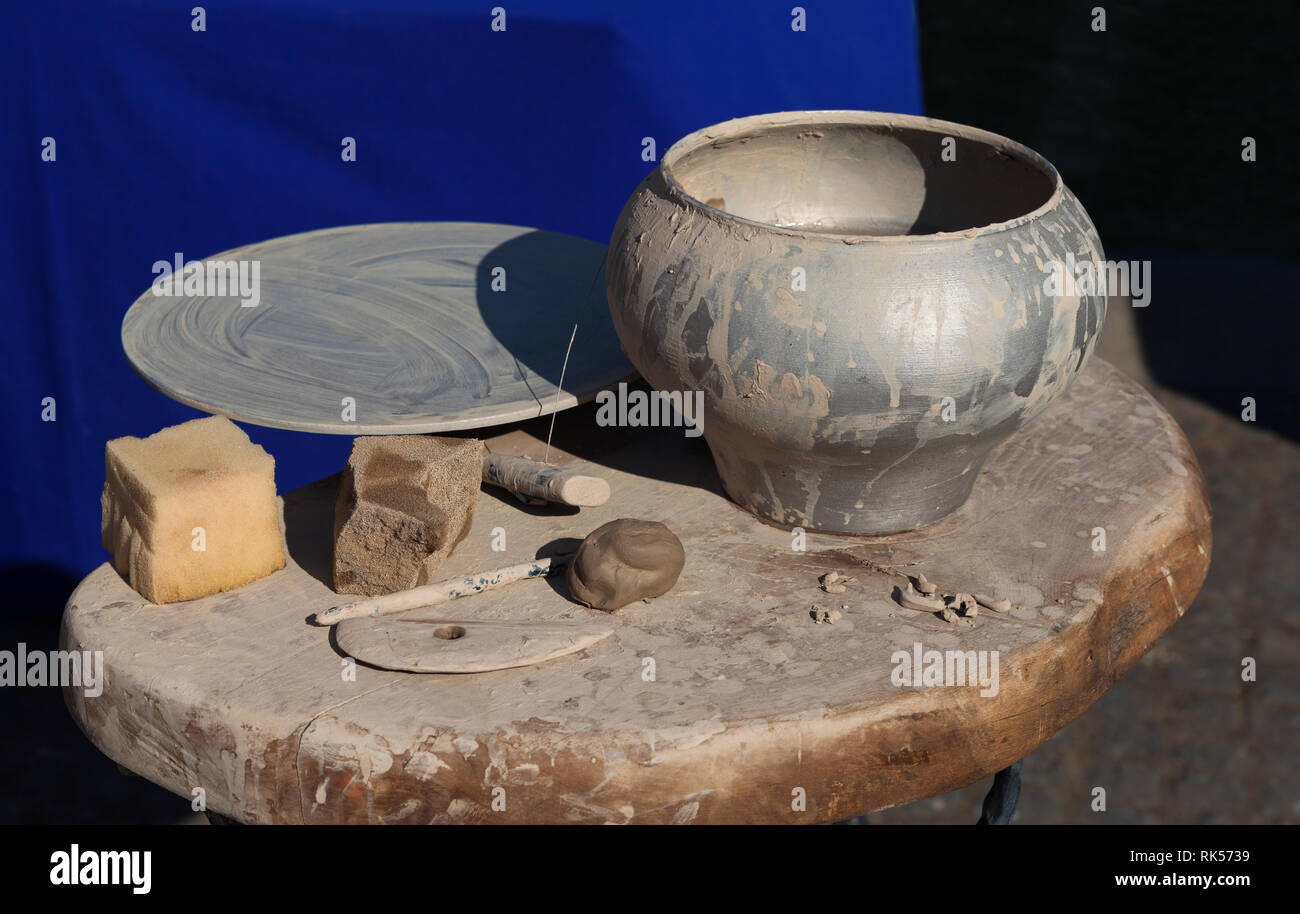 Table for working with clay Stock Photo - Alamy