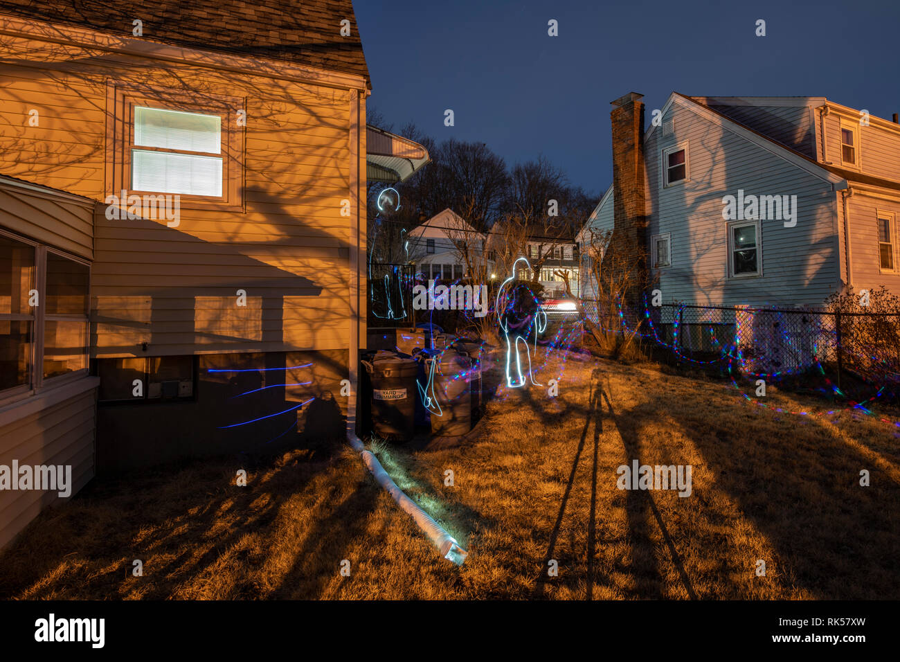 Yard at night Stock Photo - Alamy