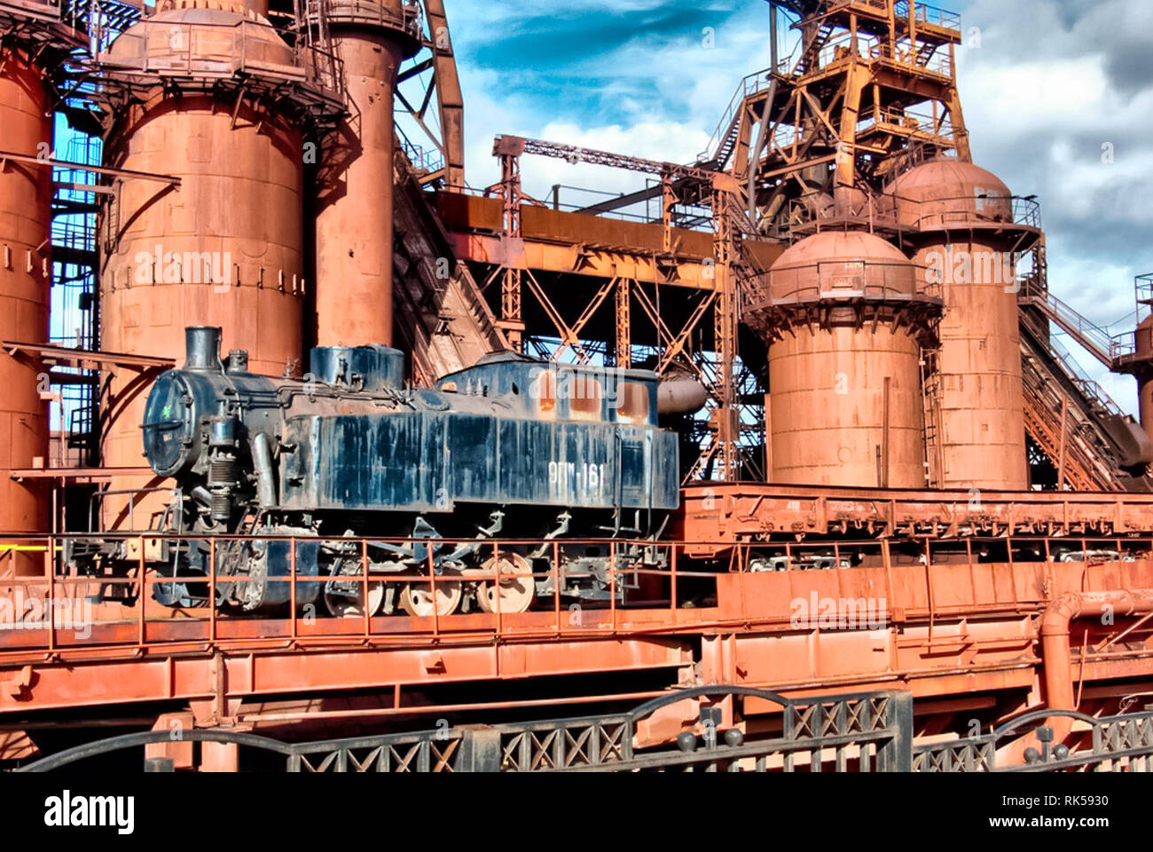 Metal structures and pipes of the plant, industrial landscape, single ...