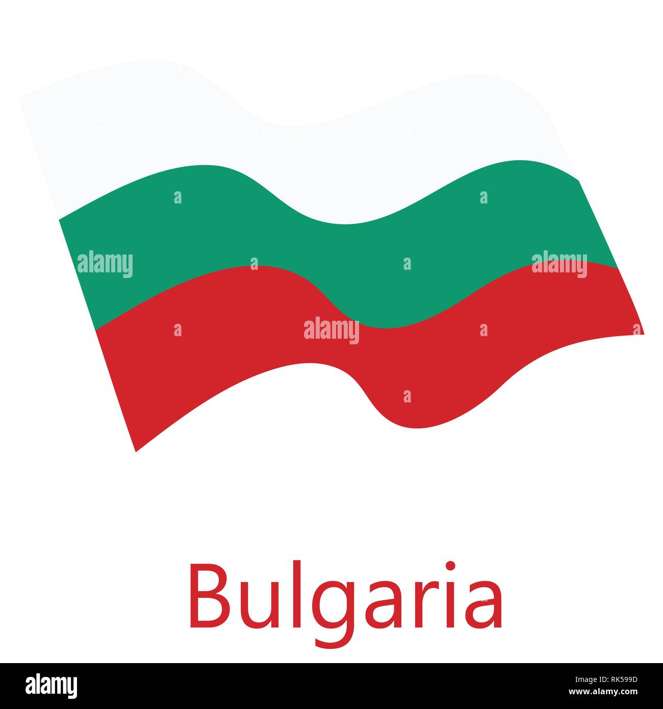 Vector illustration waving flag of Bulgaria icon. Bulgaria flag button ...