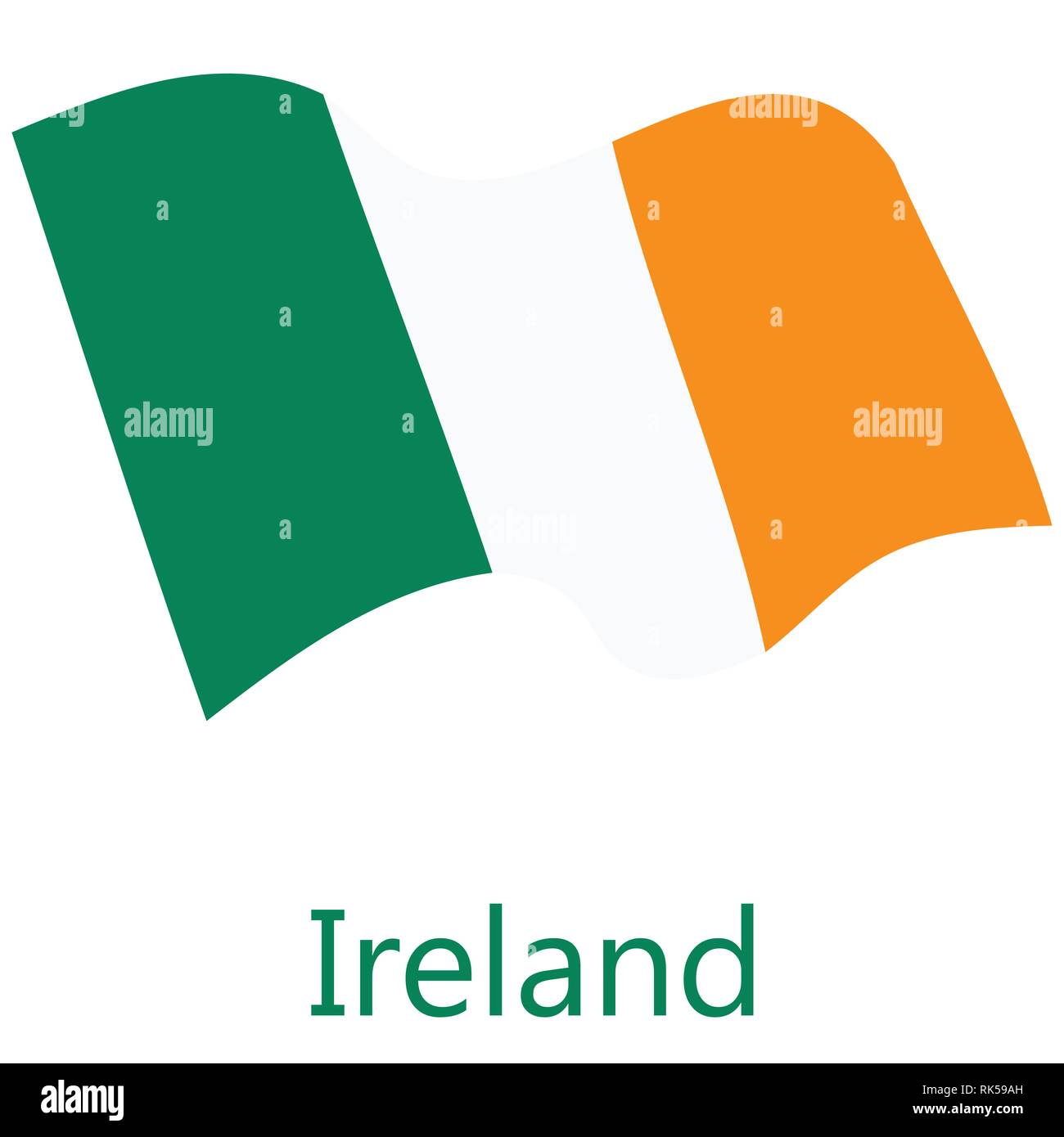 Vector illustration waving flag of Ireland icon. Ireland flag button ...