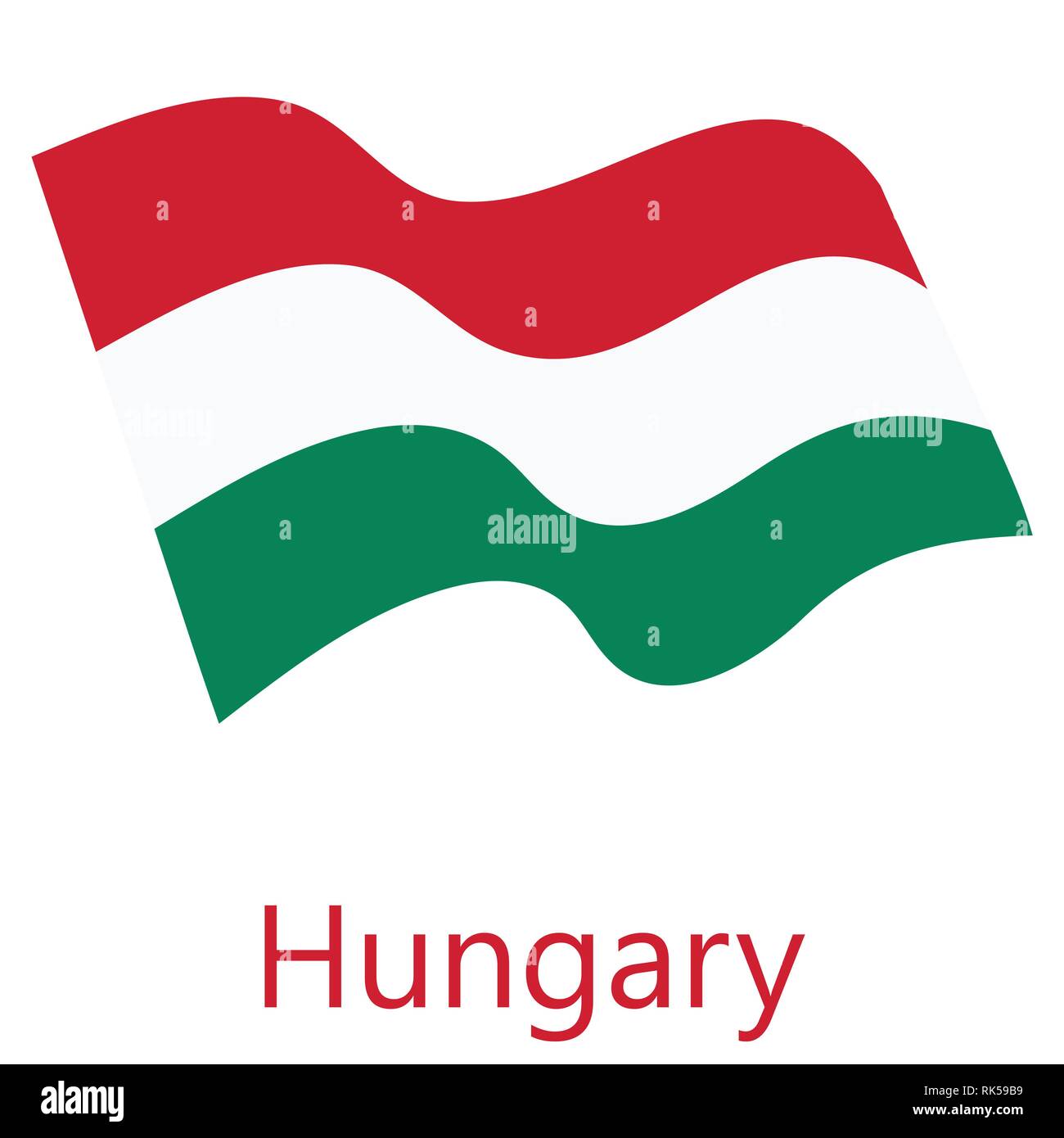 Vector illustration waving flag of Hungary icon. Hungary flag button ...