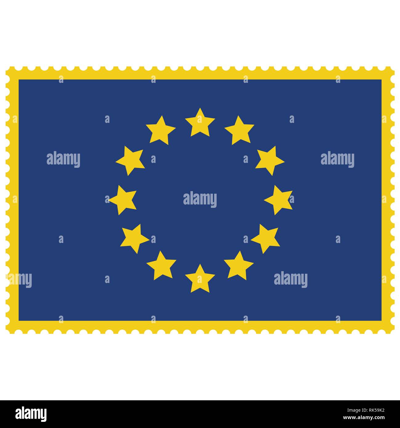 Vector icon European Union flag on postage stamp isolated on white ...