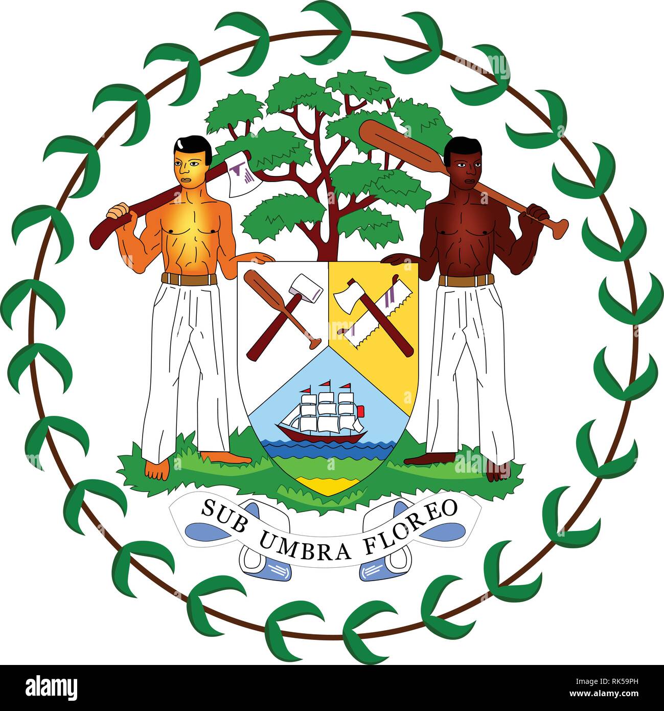 Vector icon coat of arms flag of Belize. Central American country ...