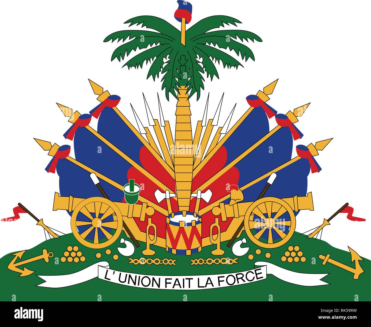 Vector coat of arms flag of Republic of Haiti isolated on white ...
