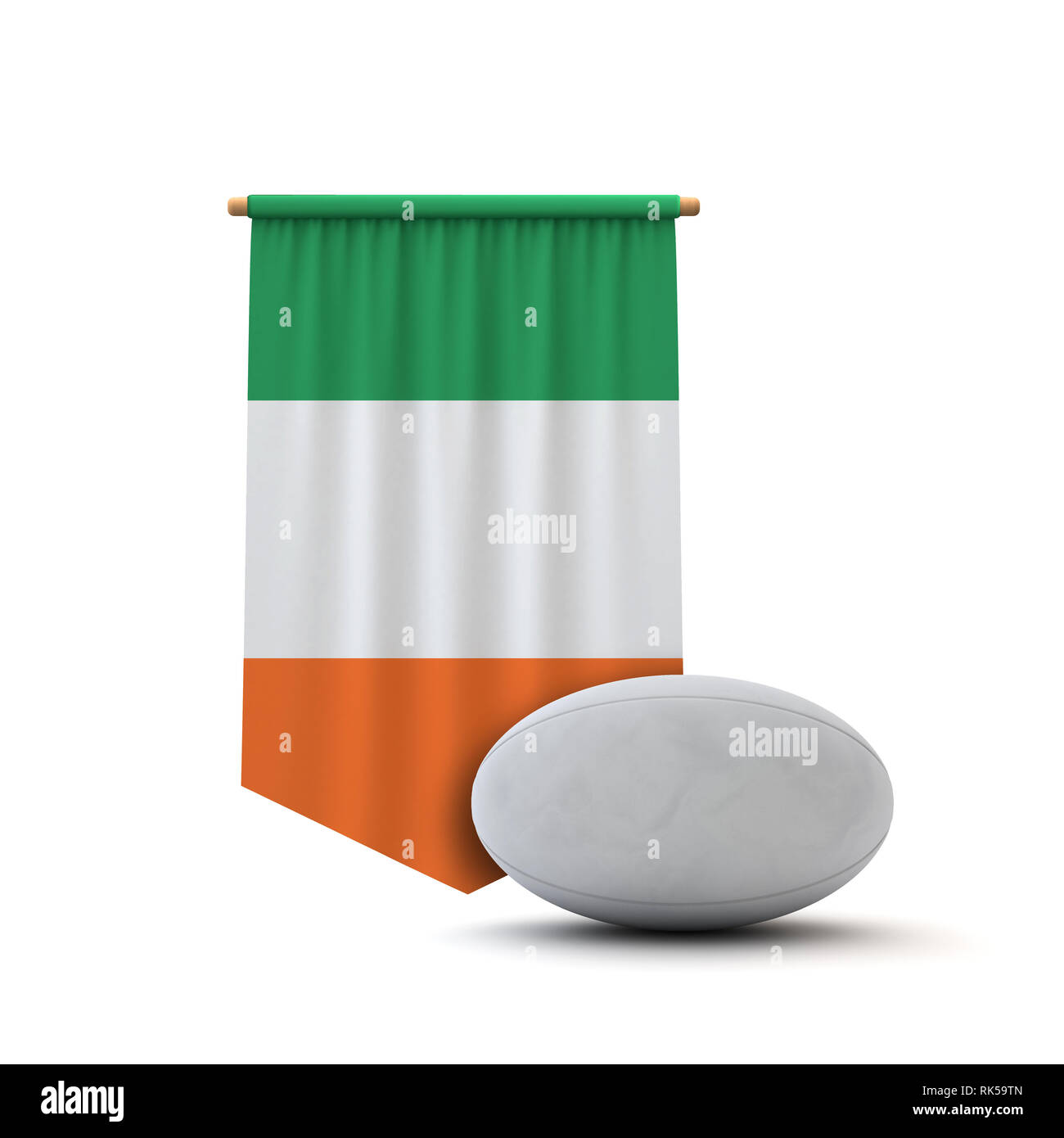 Ireland flag rugby ball banner. 3D Rendering Stock Photo - Alamy
