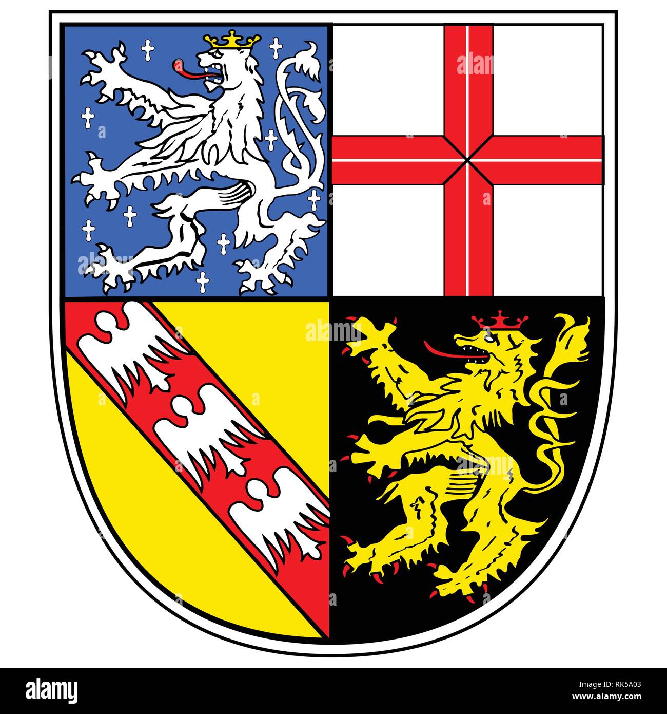 Coat of arms of Saarland state of Germany . Vector illustration flag ...