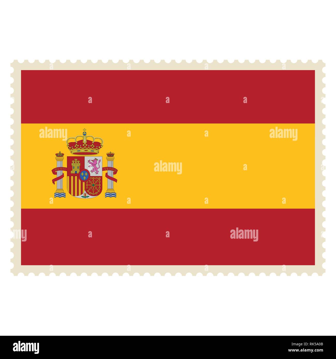 Vector icon Spain flag on postage stamp isolated on white background ...