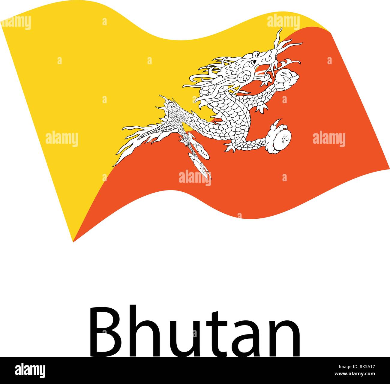 Vector illustration waving flag of Bhutanicon. Bhutan flag button ...