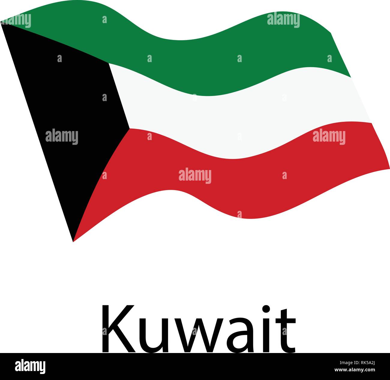 Flag of State of Kuwait. Waving flag Stock Vector Image & Art - Alamy