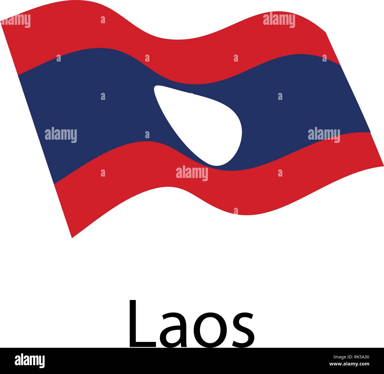 Flag of Lao People's Democratic Republic. Waving flag Stock Vector ...