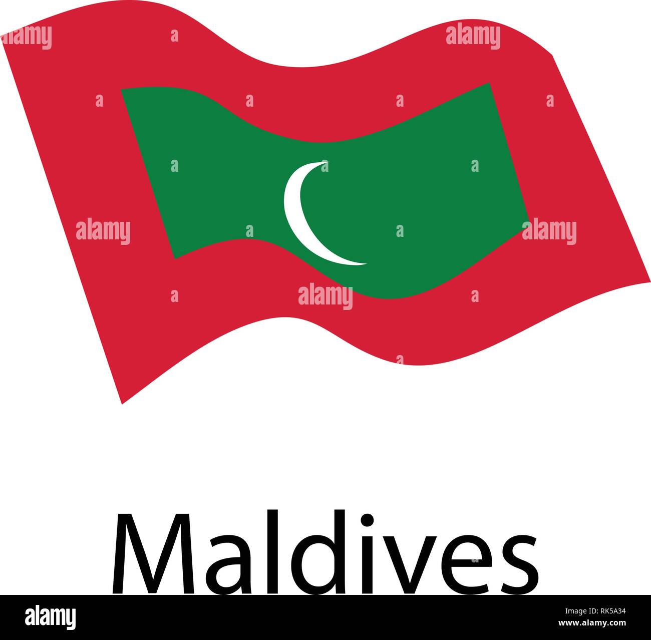Flag of Republic of Maldive. Waving flag Maldives Stock Vector Image ...