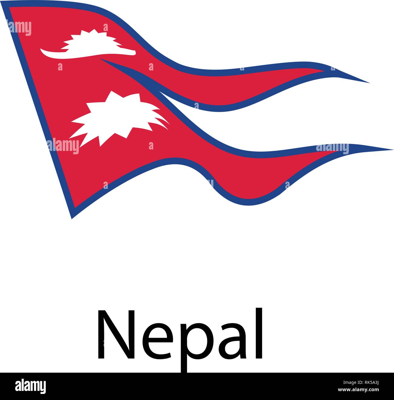 Flag of Federal Democratic Republic of Nepal. Waving flag Stock Vector ...