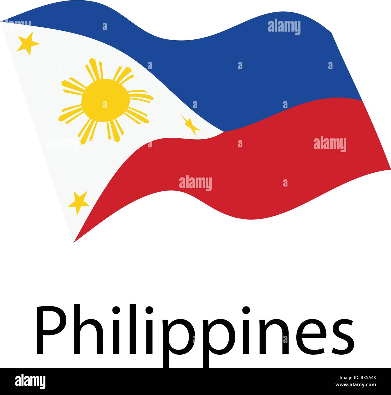 Philippines flag vector. Waving flag Republic of the Philippines Stock ...
