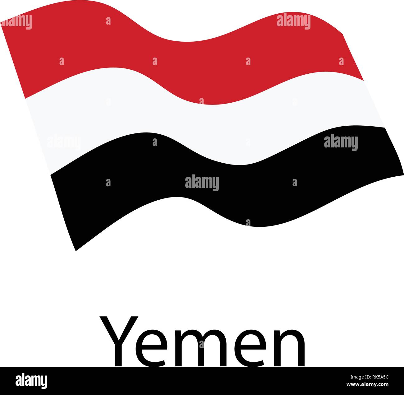 Vector illustration waving flag of Yemen icon. Republic of Yemen flag ...