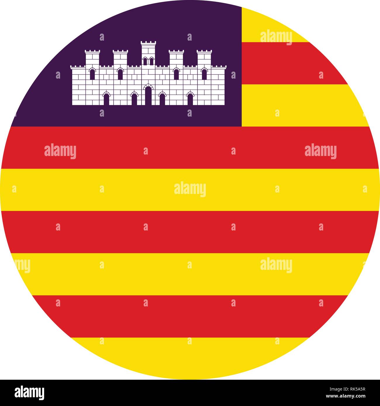 Flag of Balearic Islands archipelago of Spain. Vector illustration ...