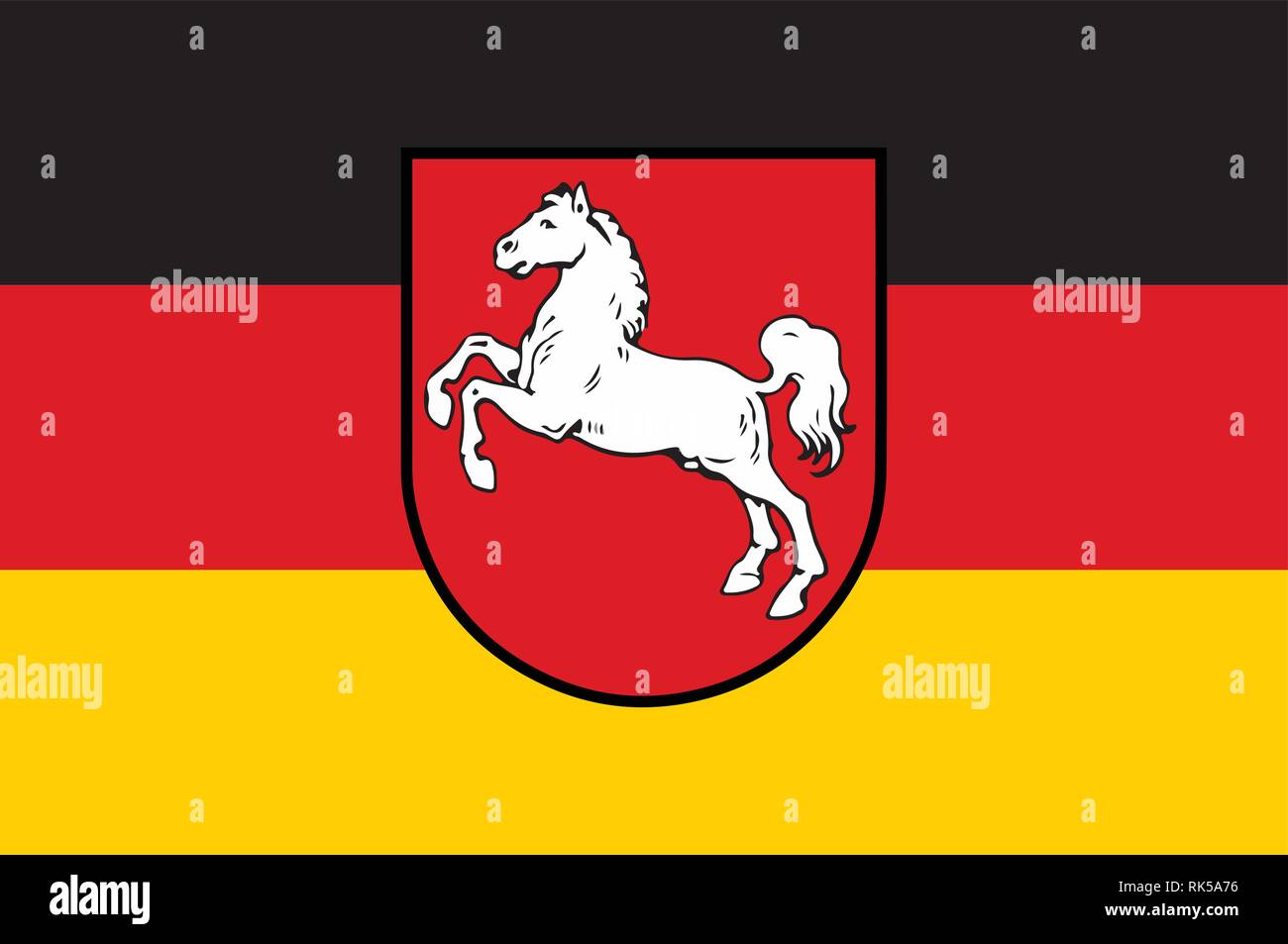Flag of Lower Saxony. Vector illustration. Flag with coat of arms Stock ...