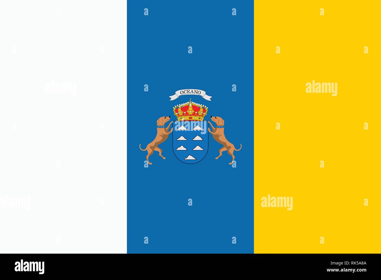 Canary island flag. Coat of arms. Spanish archipelago. Vector ...