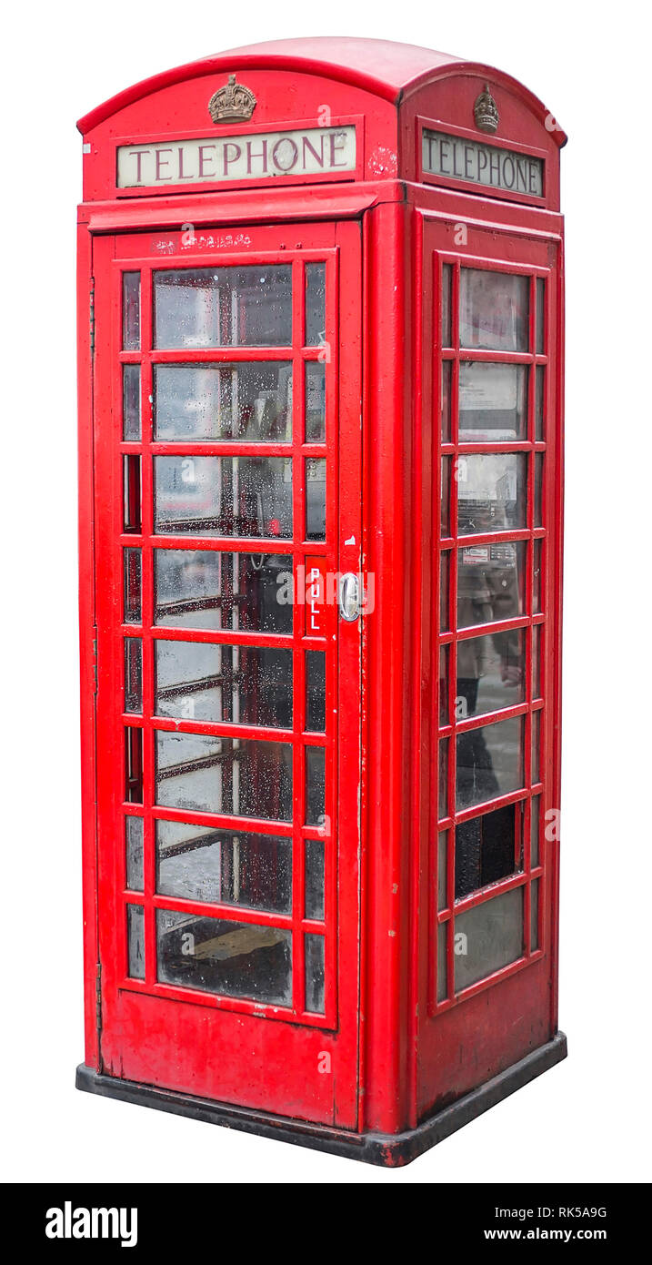typical red british telephone booth isolated on white background Stock ...
