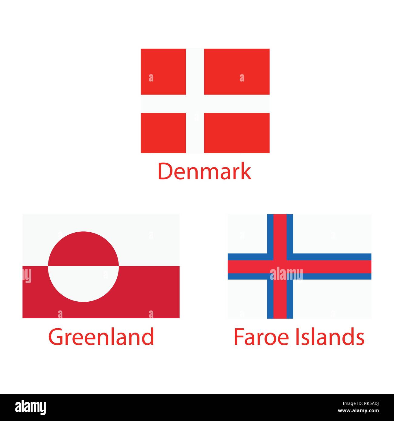 Vector illustration set, collection Greenland, Denmark and Faroe ...