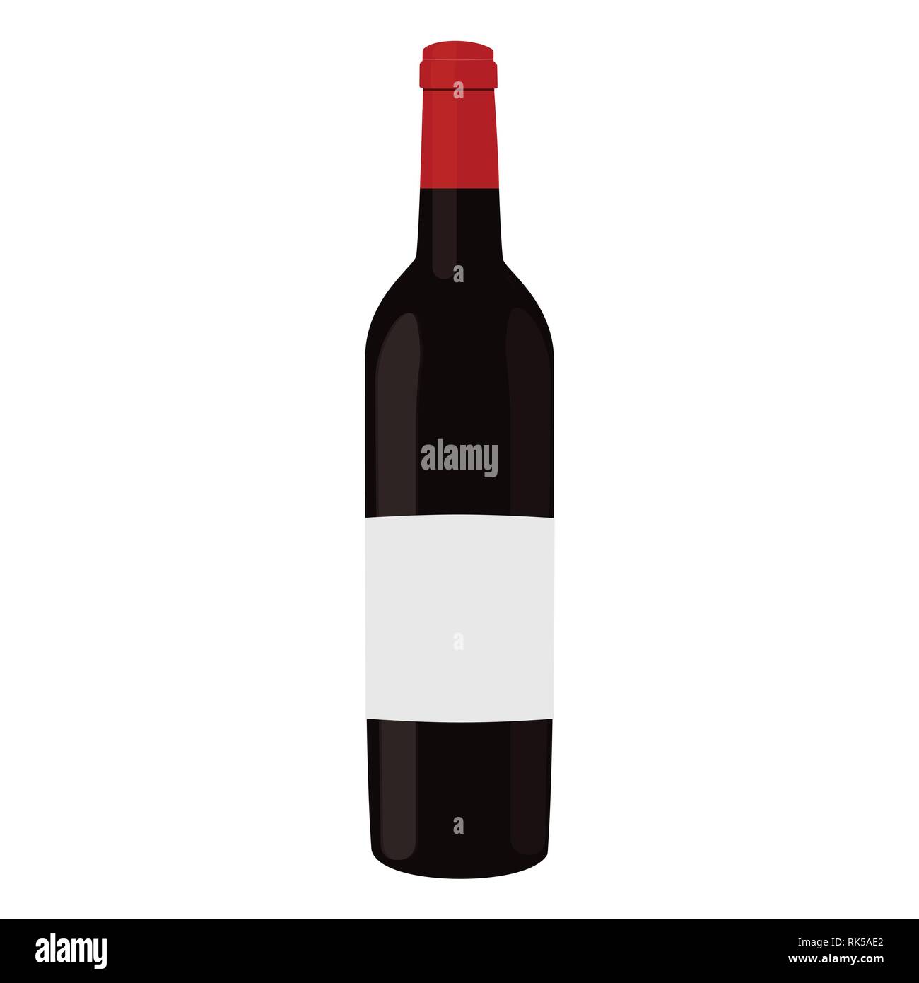Vector illustration of bottle full with red wine with blank label ...