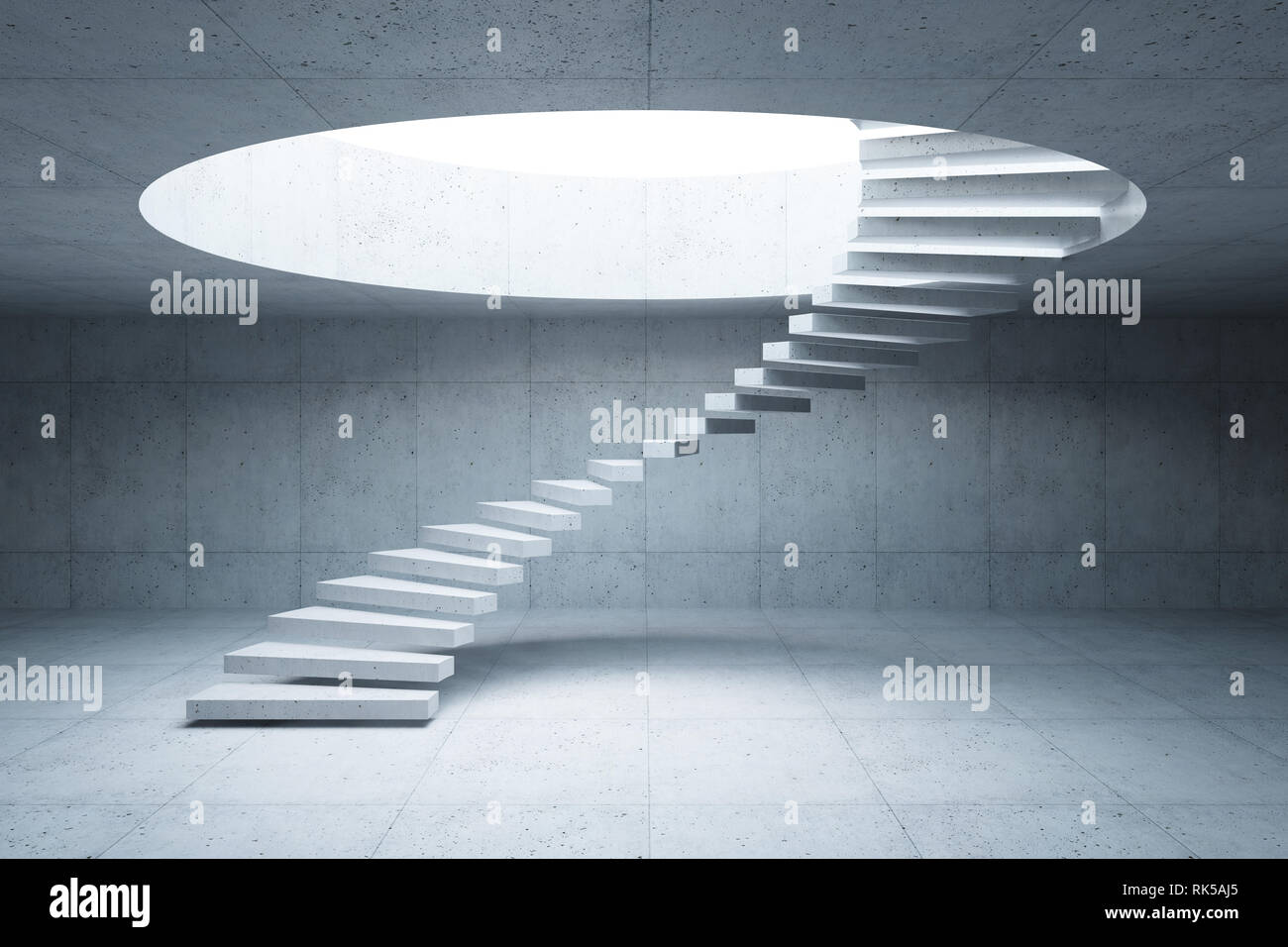 modern staircase in concrete interior, 3d rendering Stock Photo - Alamy