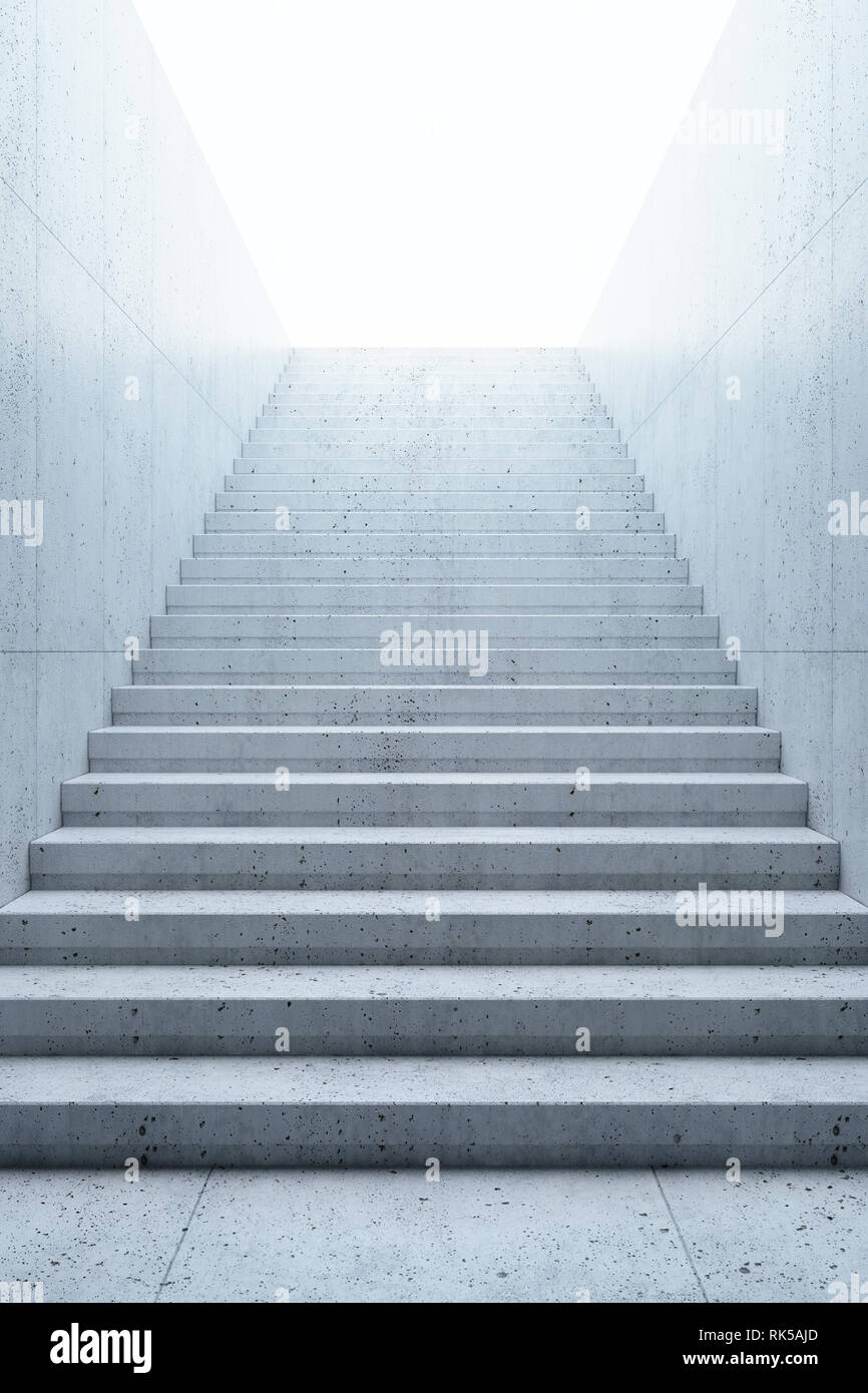 concrete staircase lead upward, 3d rendering Stock Photo - Alamy