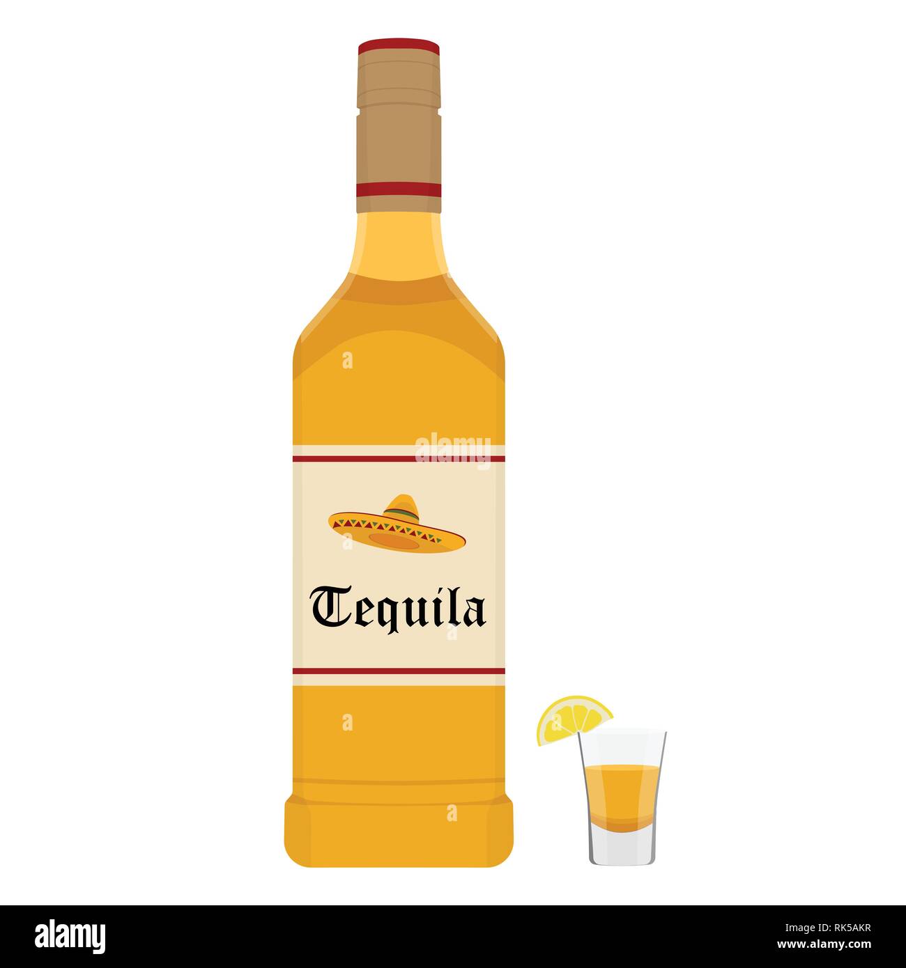 Tequila vector. Bottle of tequila on a white background Stock Vector ...