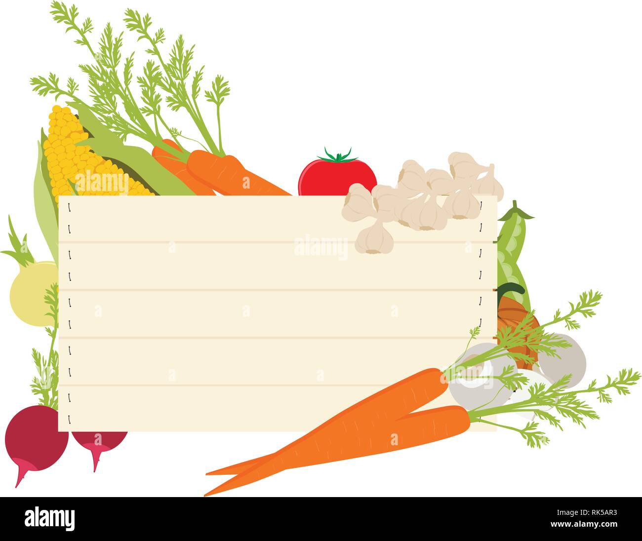 A wooden vegetables sign background surrounded by a border of fresh ...