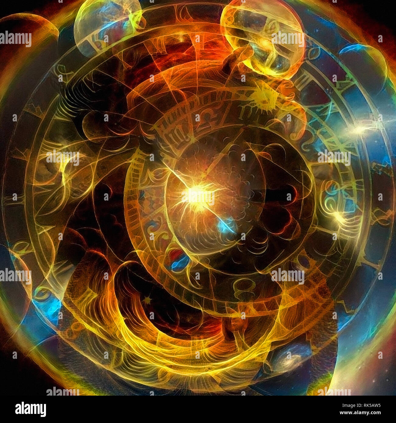 Person With Abstract Clock Paintings