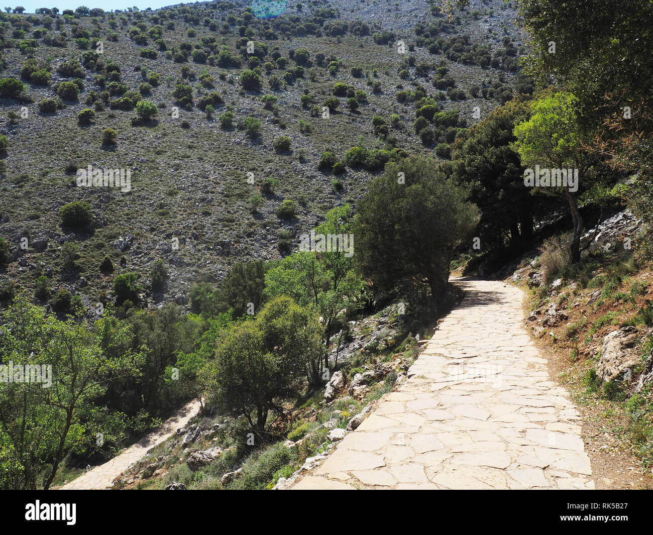 path to mountains in the summer sun, mountains in Greece Stock Photo ...