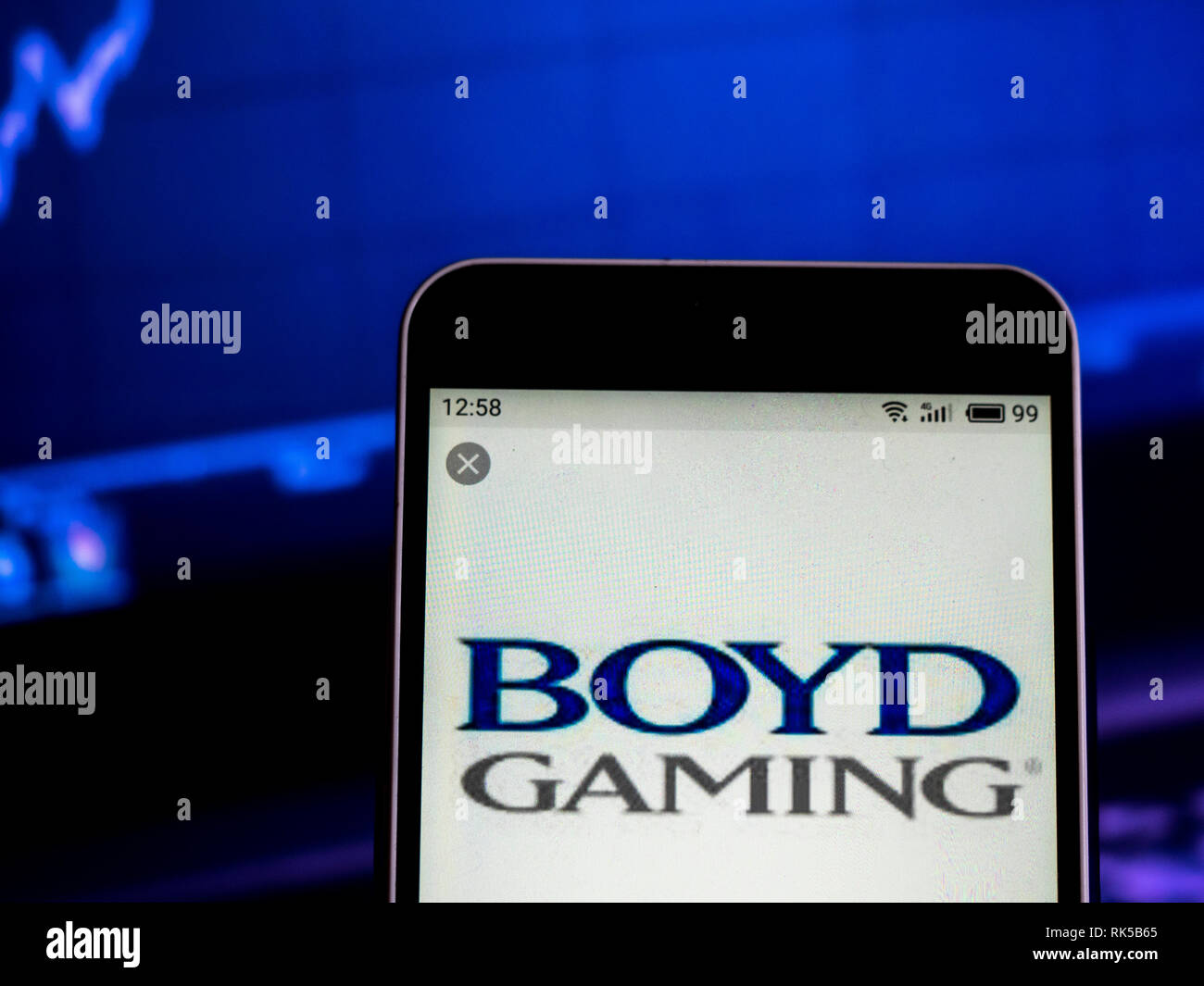 Boyd Gaming Hospitality company logo seen displayed on smart phone ...